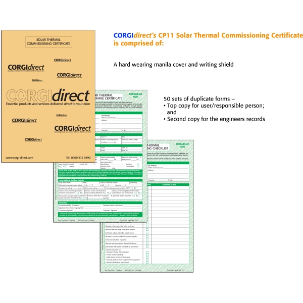 Solar Thermal Commissioning Certificate & Checklist CP11