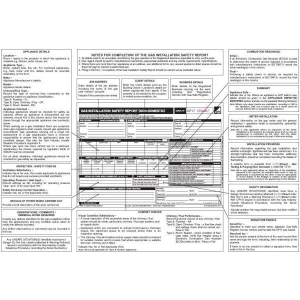 Gas Installation Safety Report (Non Domestic) CP17