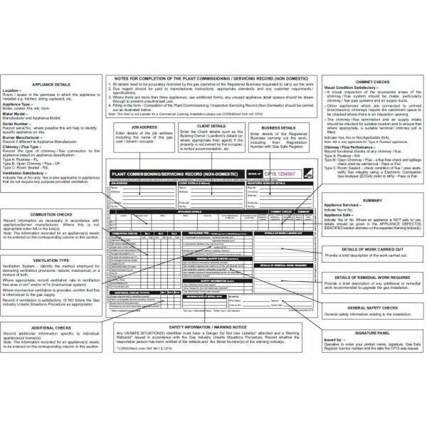 Plant Commissioning / Servicing Record (Non Domestic) CP15